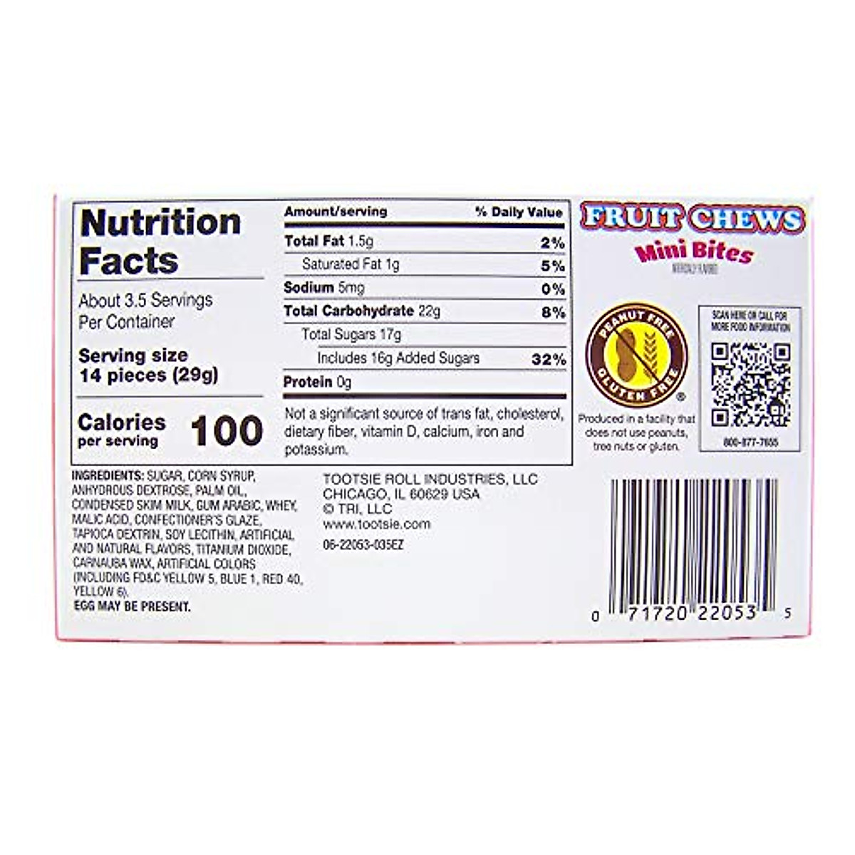 Fruit Chews Mini Bites Candy Coated Chews Movie Theater Box, 3.5 oz (Case of 12)