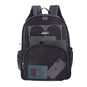 Edraco Heavy Duty Mesh Backpack, Mesh Backpack for School, Sport, Travel, Beach, Semi-transparent Mesh Bag with Padded Straps