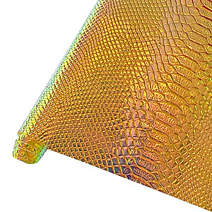 HYANG Holographic Embossed Snake Dark Gold Leather Sheets 1 Roll 12"X53"(30cmX135cm), The Leather Very Suitable for Leather Earrings, Bows, Handbag ，Sewing ，Crafts Making