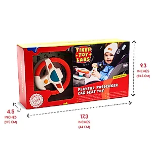 Interactive Car Seat Toys for Baby Girl & Boy - Portable Toddler Activity Center with Steering Wheel, Lever, Sounds, Music & Lights - Includes A Car Remote Musical Teether Toy for Infants
