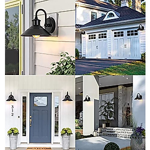 JOESA Dusk to Dawn Classic Outdoor Barn Light Fixture, Outdoor Waterproof and Rust Resistant Gooseneck Barn Lights, E26 Front Porch Lights for House, Garage, Garden