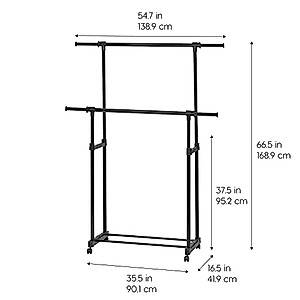 IRIS USA Adjustable and Extendable Double-Rod Clothes Garment Rack