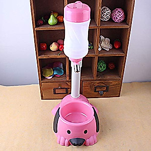 Ochine Pet Standing Water Dispenser Cat Dog Standing Bowl with Detachable Pole Automatic Feeding Water Height Adjustable Drinking Bottle Feeder for Small Cats Dogs