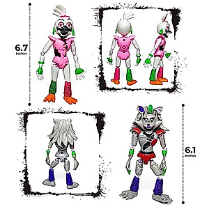 Toysvill 8 pcs Inspired by Game Five Night at Freddys Toys | Ultimate Custom Night | FNAF Action Figure [Withered Bonnie, Orville, Mangle, Gator, Happy Frog, Roxanne Wolf, Chica, and Music Man]