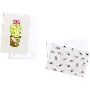 48-Pack All Occasions Cards with Envelopes, 6 Watercolor Floral Peacock Feather Designs, Blank Insides for Anytime, Birthdays, Wedding, 4x6