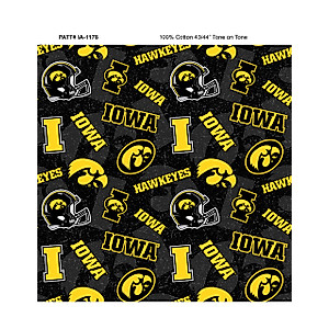 SYKEL ENTRPRISES University of Iowa Cotton Fabric with New Tone ON Tone Design -Newest Pattern