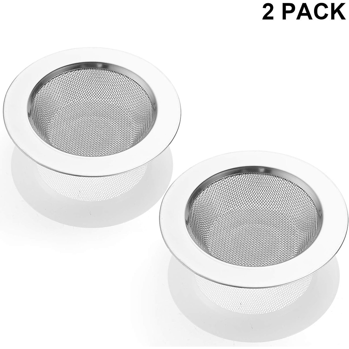 LASSHSWA 2 PCS Kitchen Sink Strainer Stainless Steel, Kitchen Sink Drain Strainer， Sink Strainers with Large Wide Rim 4.5" Diameter for Kitchen Sinks