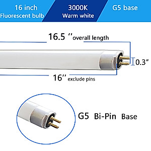 (2pack) 16’’ F10T5/830/L Fluorescent Bulb Replacement Jasco Warm White 10W 3000K Tubes, F10T5-WW Linear Light, 16.5’’ Overall Length