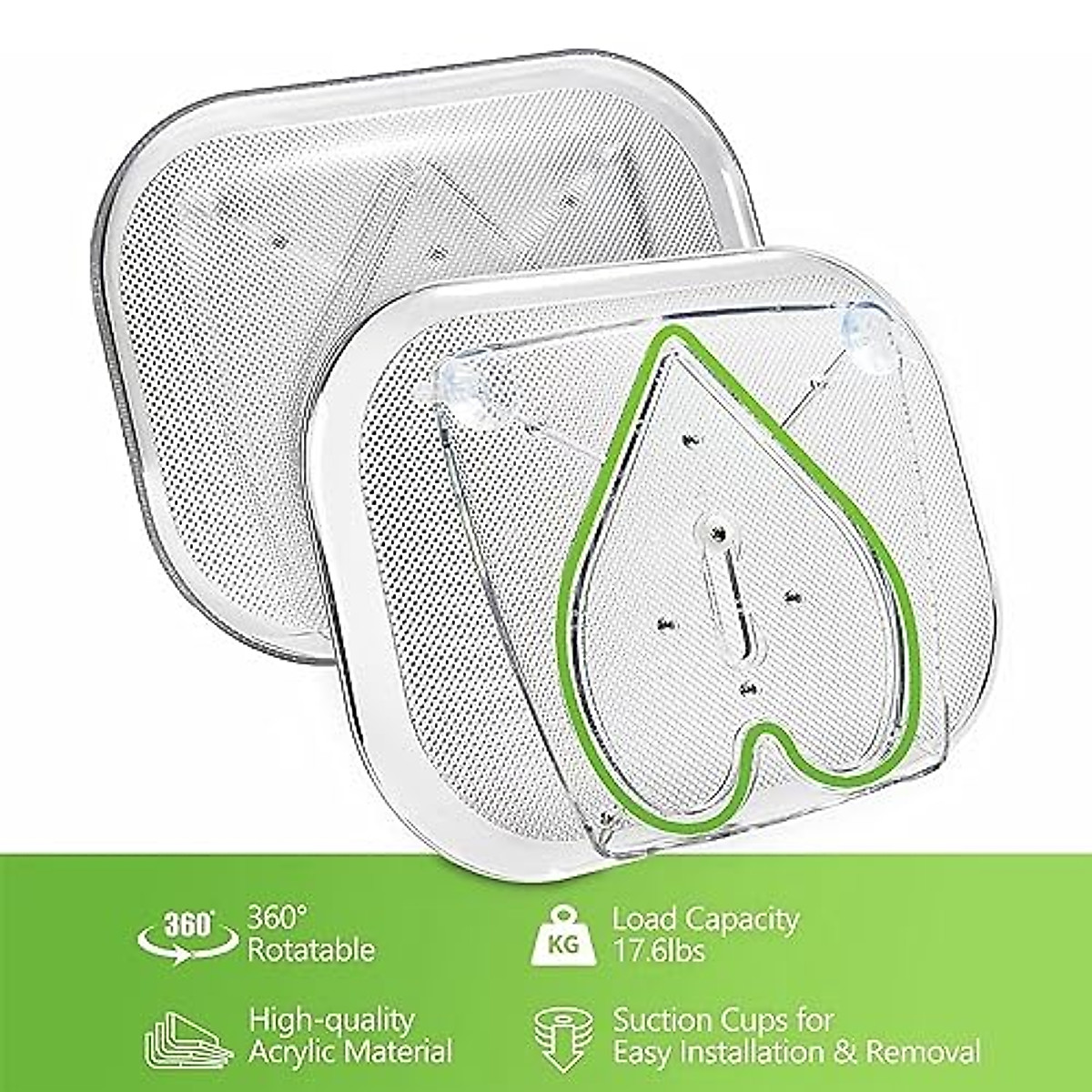 Square Lazy Susan for Refrigerator, Clear Turntable Organizer, 2 Pack 15.67'' Rectangular Fridge Organizers and Storage, Rotating Rack Organization for Kitchen, Counter Top, Cabinet Closet, Pantry