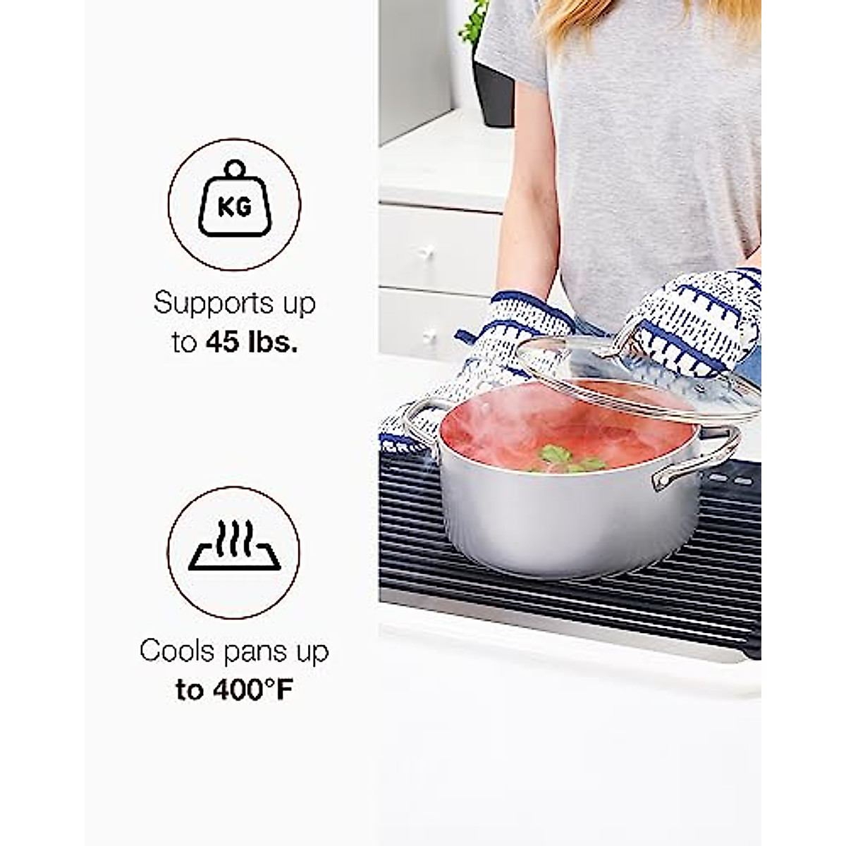 Large Dish Drying Rack for Kitchen Sink - Over Sink Dish Drying Rack to Dry Dishes & Drain Items - Modern & Stylish Dish Rack Set with Extra Side Tray - Space-Saving Roll-Up Counter Drainboard - Black