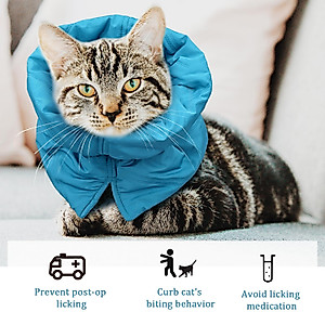 Cat Recovery Collar, Soft Adjustable Cat Cone Collar Breathable Cat Neck Protector Elizabethan Collar Lightweight Waterproof Kitten Cone Alternative for Puppies Pets, Stop Licking (S, Blue)