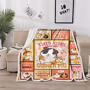 Juirnost Guinea Pig Fleece Throw Blanket for Girls,Just A Girl Who Loves Guinea Pigs Blankets,Super Soft Warm Cozy Fleece Guinea Pig Throw Blanket Gifts for Couch Sofa, 50"x60"