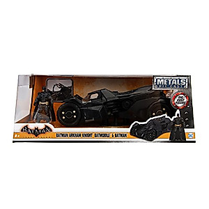 Jada Toys DC Comics Batman 2015 Arkham Knight Batmobile & Batman Metals Die-cast collectible toy vehicle with figure, Black, 1:24 Scale
