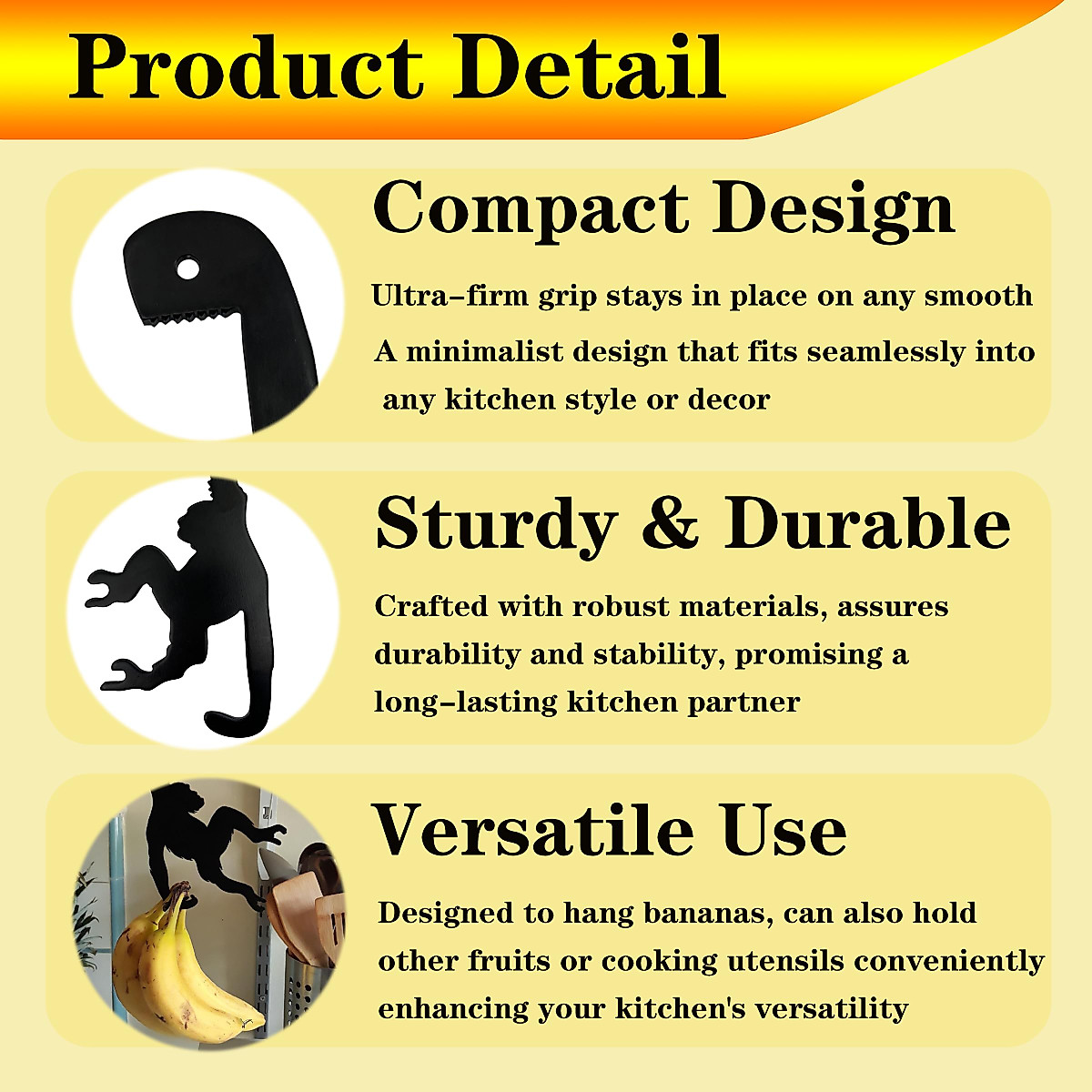 MIOIO Banana Hanger – Unique Solid Banana Hook/Holder to Keep Banana Fresh