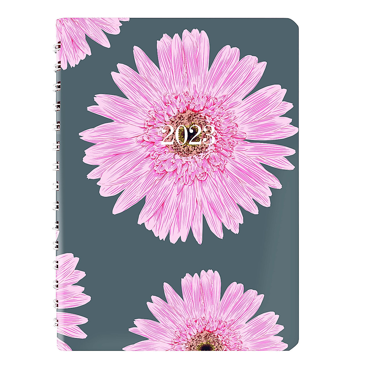Brownline 2023 Pink Essential Daily/Monthly Planner, Appointment Book, 12 Months, January to December, Twin-Wire Binding, 8" x 5", Pink Daisy (CB634G.05-23)