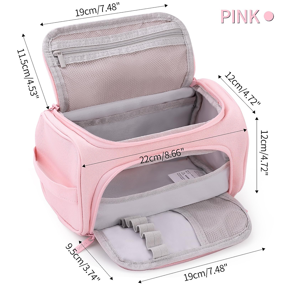 HVOMO Big Capacity Pencil Case High Large Storage Pouch Marker Pen Case Travel Simple Stationery Bag School College Office Organizer for Teens Girls Adults Student（Pink）