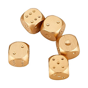 5pcs Table Game Dice, Aluminium Alloy Table Game Poker Games Dices Set with Storage Box for Table Games Poker Monopoly(Gold-Rectangle Box)