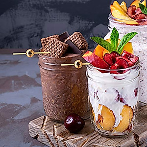 Minisland Gold Pearl Bamboo Cocktail Picks 4.7 Inch Long Fancy Toothpicks for Appetizers Drinks Fruits Party Food Garnish Skewer Sticks 100 Counts- MSL150