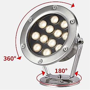 TWXG Rotatable LED Pool Light,24V AC/DC RGB Swimming Pool Landscape Light Stainless Steel Courtyard Lights for Party Gardens, Squares, Fountains, Ponds and Yards