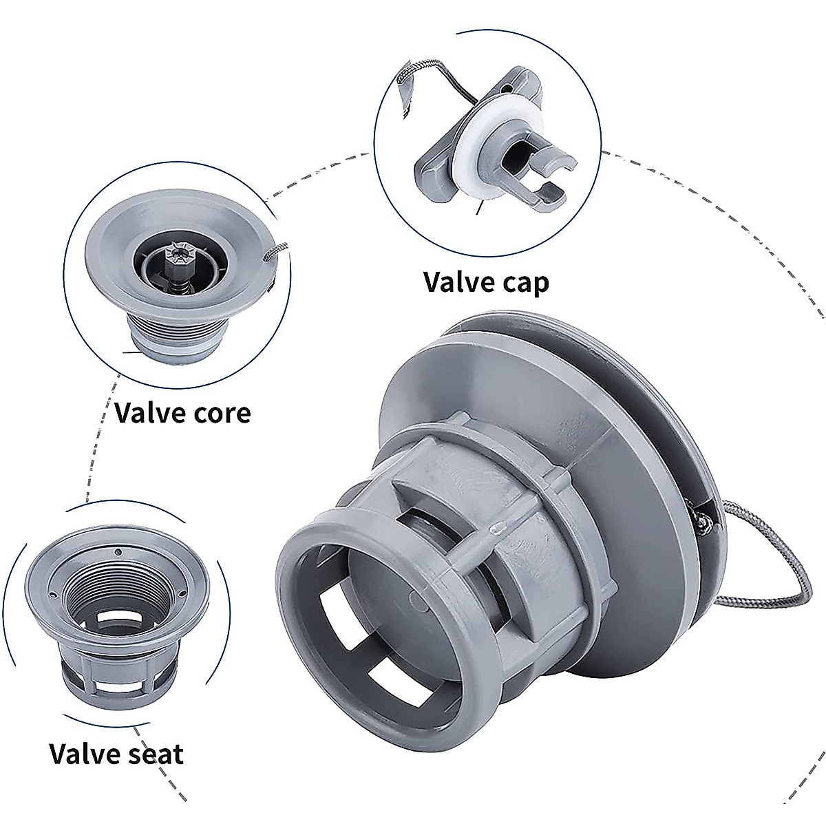 Alomejor PVC Boat Air Valve Spiral Air Plugs Replacement for Inflatable Raft Boat Kayak