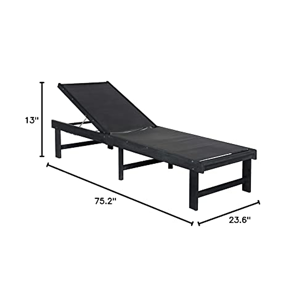 Safavieh PAT6708K Outdoor Collection Manteca Grey Lounge Chair, 0, Dark Slate Gray/Black