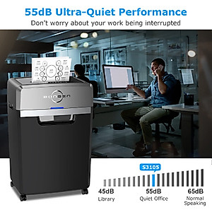 BONSEN Heavy Duty Paper Shredder, 24-Sheet Cross-Cut Shredder, 40-Min Continuous Running Time, Commercial Grade Shredder for Office, 9-Gallon Big Basket, 55dB Super Quiet, P-4 High Security (S3105)