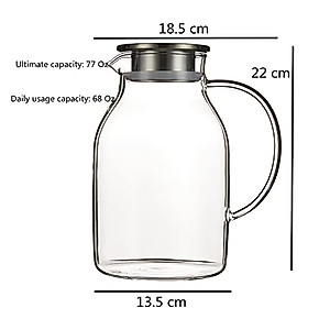 Karafu Glass Pitcher with Lid, 68Oz Heat Resistant Water Jug for Hot/Cold Water, Ice tea and Juice Beverage Clear