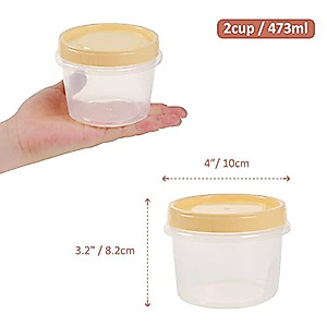 Twist Top Deli Containers 16 Oz, 15 Pack Screw Top Containers for Food Storage with Twist Lock Seal Lid, Stackable Reusable Round Twist Cap Plastic Container for Food Soup, Yellow/Green/Red Ocher