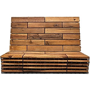 Interlocking Deck Tiles 24 x 12 Long Boards Snap Together Wood Flooring - Acacia Hardwood Outdoor Flooring for Patio - Floor Decking Tile, Waterproof Balcony Flooring 12 Sq Ft (1 Pack (6 Pieces))