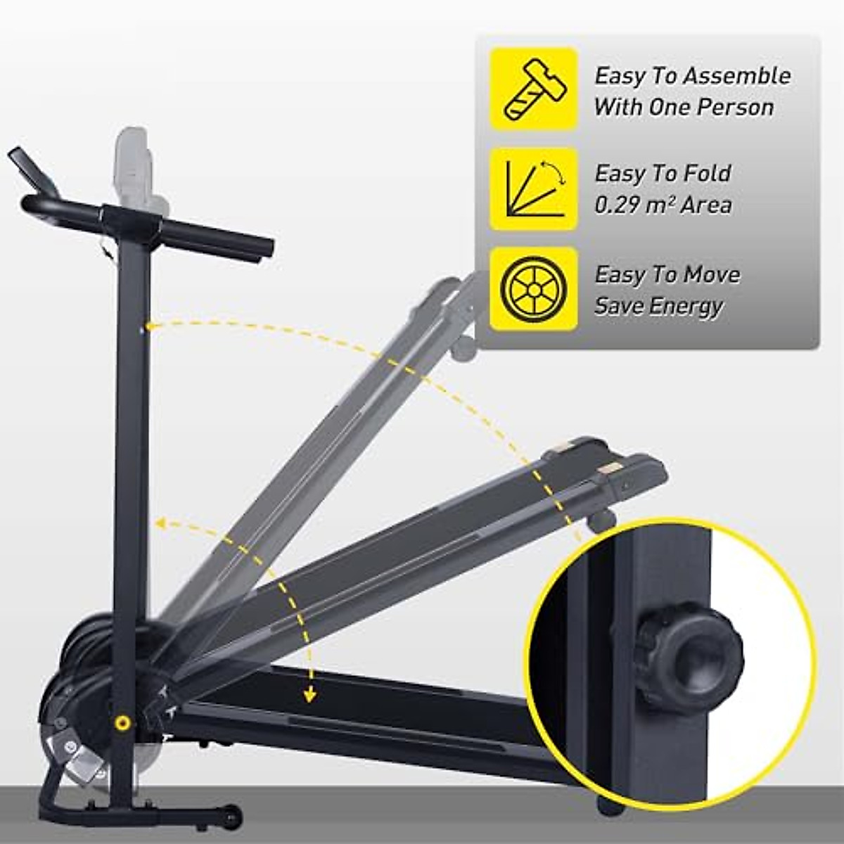 Manual Treadmill Non Electric Treadmill with 10° Incline Small Foldable Treadmill for Apartment Home Walking Running Black