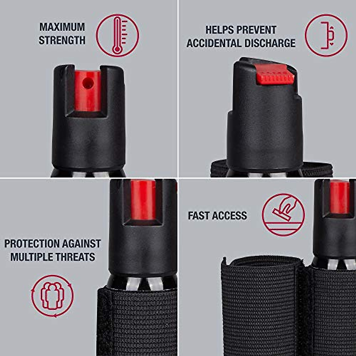 SABRE Cyclist Pepper Spray with Adjustable Bike Strap, 45 Burst, 10 Foot (3 meter) Range, Tear Away Hook and Loop Design For Quick Access