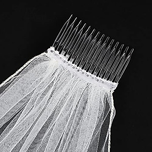 CCINEE Bachelorette Party Pearl Bridal Veil, Women's Short Wedding Veils with Comb 2 Tier Beads Bridal Veil Headband Decorations for Bride To Be Gift Wedding 40cm/15.7"(Ivory)