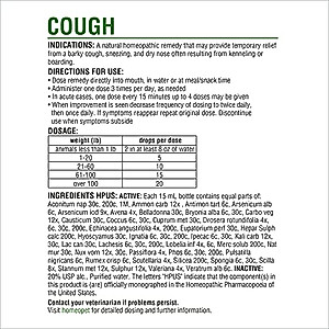 HomeoPet Cough, Natural Cough Treatment for Pets, 15 Milliliters