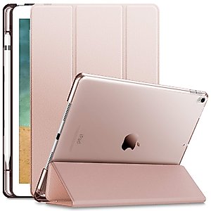 INFILAND Case Compatible with iPad Air 3rd Generation 2019 / iPad Pro 10.5 2017, Translucent Frosted Back Smart Cover Case with Pencil Holder,Rose Gold