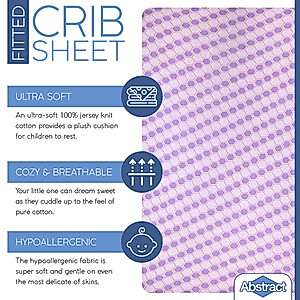 Fitted Crib Sheets for Portable Crib – Super Soft, 100% Jersey Cotton – 24” x 38” – for Boys and Girls, Fits Mini Mattresses - Covered Elastic Hem – Lavender Honeycomb– by Abstract