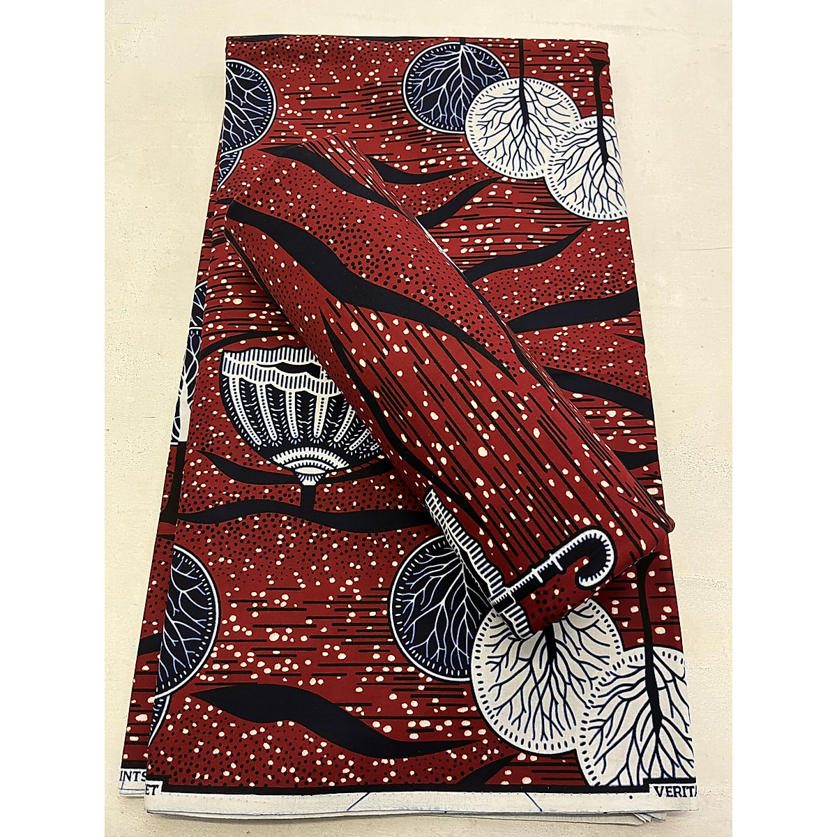 Umbrella and Trees Design African Guaranteed Wax Block Prints Fabric/African Ankara Wrapper Fabric Wax Fabrics /-Sell by 6 Yards-100% Cotton-for Dresses- Dark-Red, Dark-Blue, White, Black