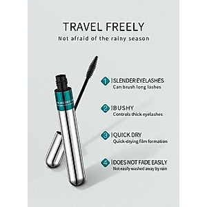 2in1 4D Waterproof Mascara Long-5x Longer Formula for Fuller Lashes - Intense Black Mascara for Thick and Full Lashes