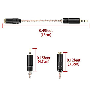 GEEKRIA Apollo 4N OCC Silver-Plated Upgrade Cable / 2.5mm Balanced Male to 4.4mm Balanced Female Adapter Cord / 4 Cores Conversion Audio Cable (0.42ft / 13cm)