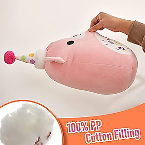 BSTAOFY Pink Happy Birthday Teddy Bear Soft Plush Pillow Birthday Stuffed Animals Squishy Pillows Gifts for Toddler Kids Girls Birthday Party Decrations, 12''