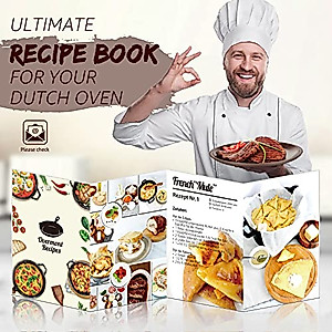 Overmont 2 in 1 Enameled Cast Iron Dutch Oven with Skillet Lid & Cookbook for Induction, Electric, Grill, Stovetop, Bread Baking (5 Quart)