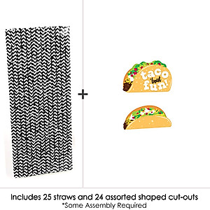Big Dot of Happiness Taco ‘Bout Fun - Paper Straw Decor - Mexican Fiesta Striped Decorative Straws - Set of 24
