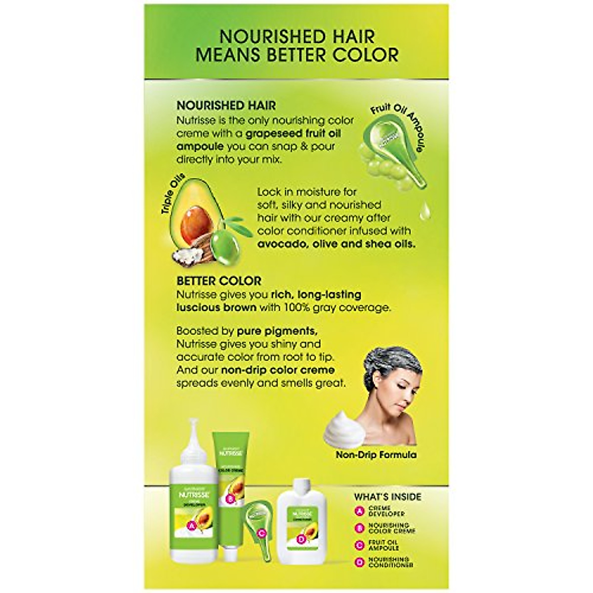 Garnier Nutrisse Nourishing Hair Color Creme, 50 Medium Natural Brown (Truffle) (Packaging May Vary)