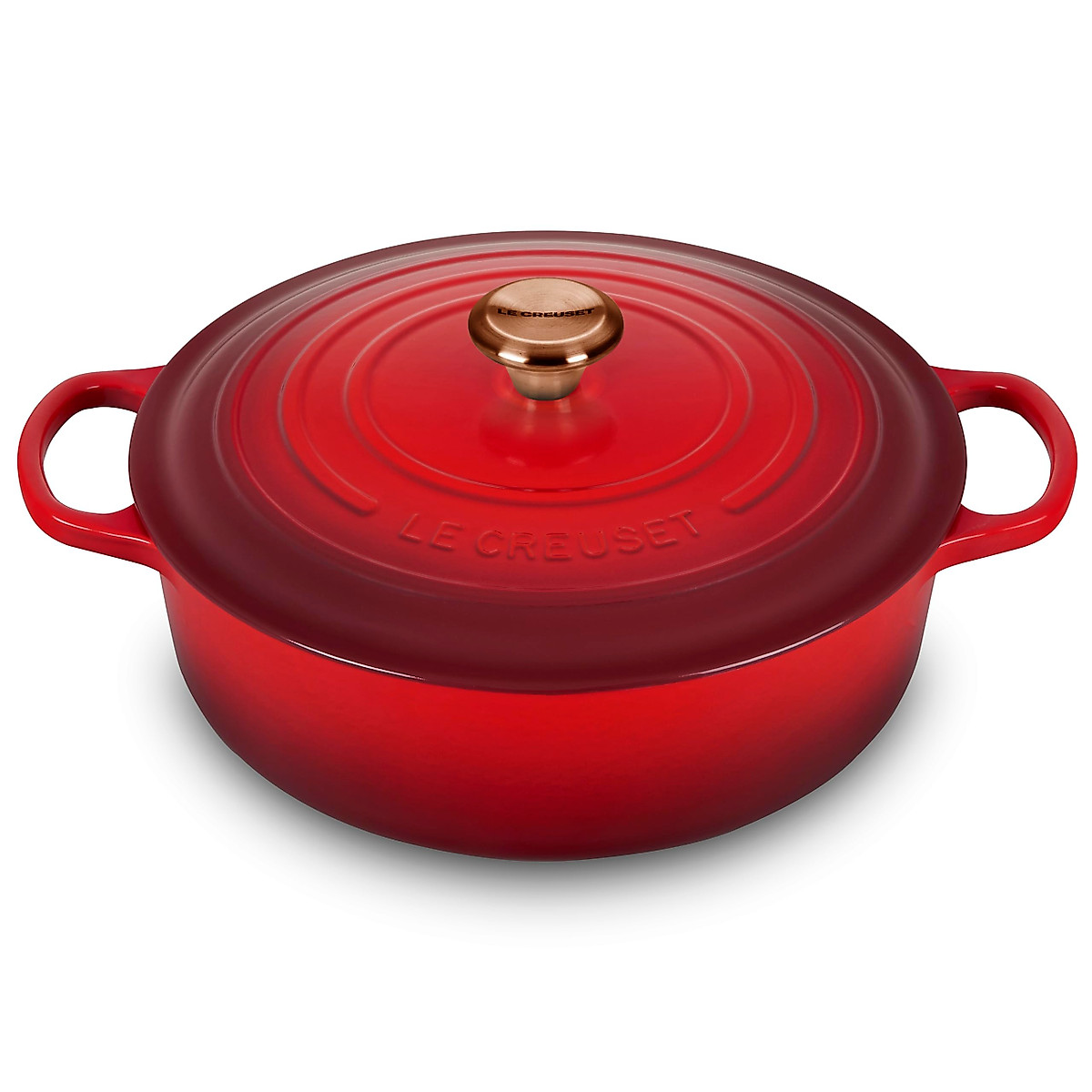 Le Creuset Signature 6.75-quart Round Wide Oven with Copper Knob - Enameled Cast Iron (Cerise)