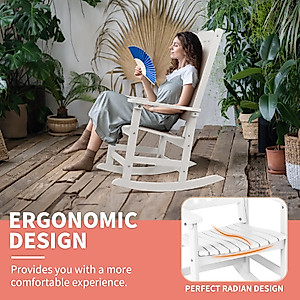 Mguio Outdoor Rocking Chairs Set of 2, Porch Rocker with High Back, Patio Rockers Set of 2, HDPE Weather Resistant Rocking Chairs for Patio, Garden, Backyard, 380lb