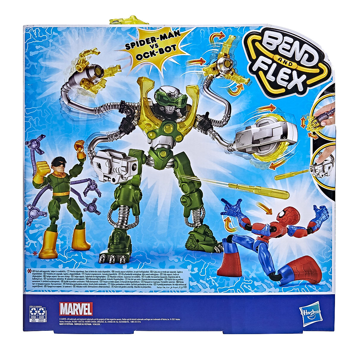Marvel Bend and Flex Spider-Man Vs. Ock-Bot, 6-inch Spider-Man Action Figure, 10-Inch Ock-Bot with 2 Projectiles, Ages 4 and Up