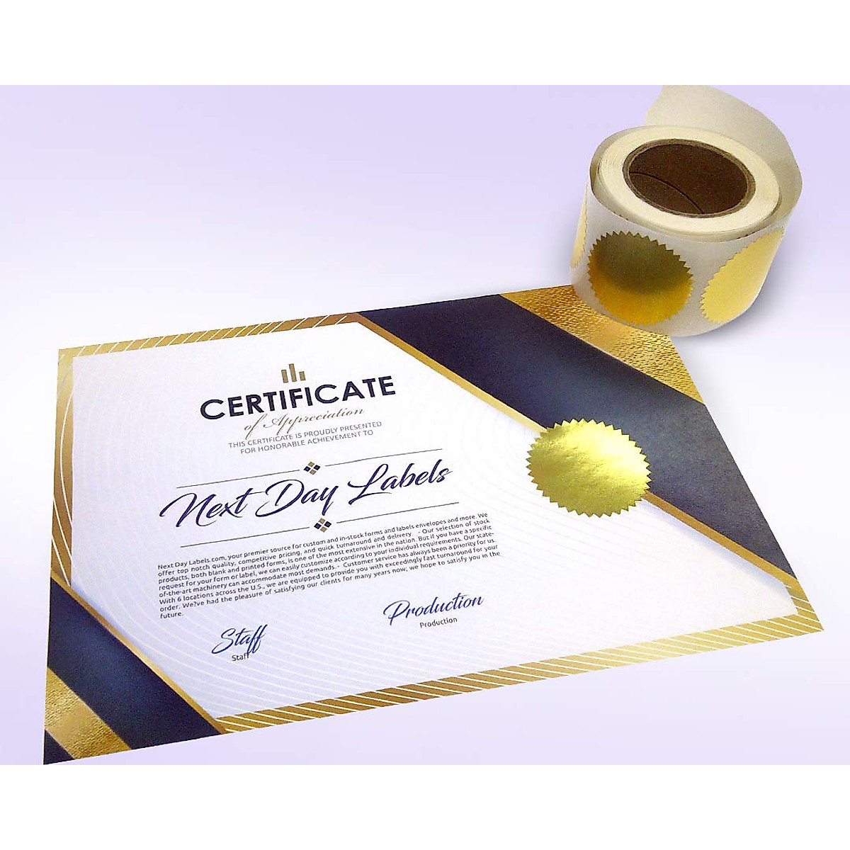 NextDayLabels, 2 Inch Round, Gold Metallic Seals with Serrated Edge for Package, Envelope, Certificate, Wafer, 250 Stickers Per Roll
