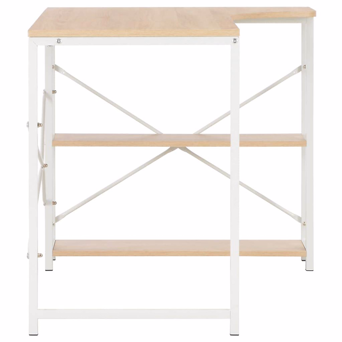 vidaXL Computer Desk Industrial Home Office Workstation PC Study Writing Working Table Corner Desk Furniture White and Oak 47.2"x28.3"x27.6"