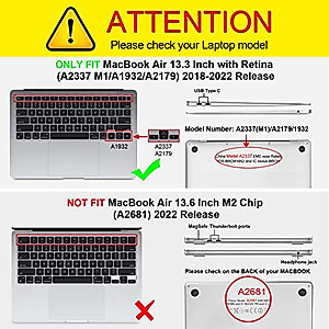 Fintie Case for MacBook Air 13 Inch A2337 (M1) / A2179 / A1932 (2021 2020 2019 2018 Release) - Snap On Hard Shell Case Cover for New MacBook Air 13 Retina Display with Touch ID, Crystal Clear