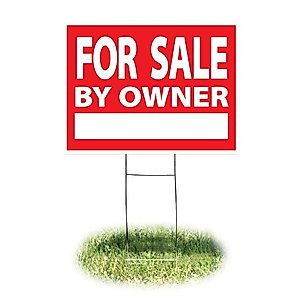 Headline Sign - Yard Sign, for Sale by Owner" Sign with H-Frame, 18 x 24 Inches, Red and White (4728)