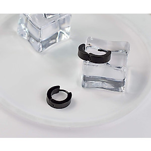 Stainless Steel Hoop Earrings For Men's Women's,Silver/Gold/Black/Blue Hypoallergenic Round Huggie Earrings,Fashion Punk Earrings Piercing Jewelry,Simple Stylish Loop Earring,Gift for Him Her Birthday